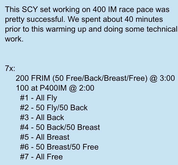 400 IM Race Pace Set – The Swimming Wizard