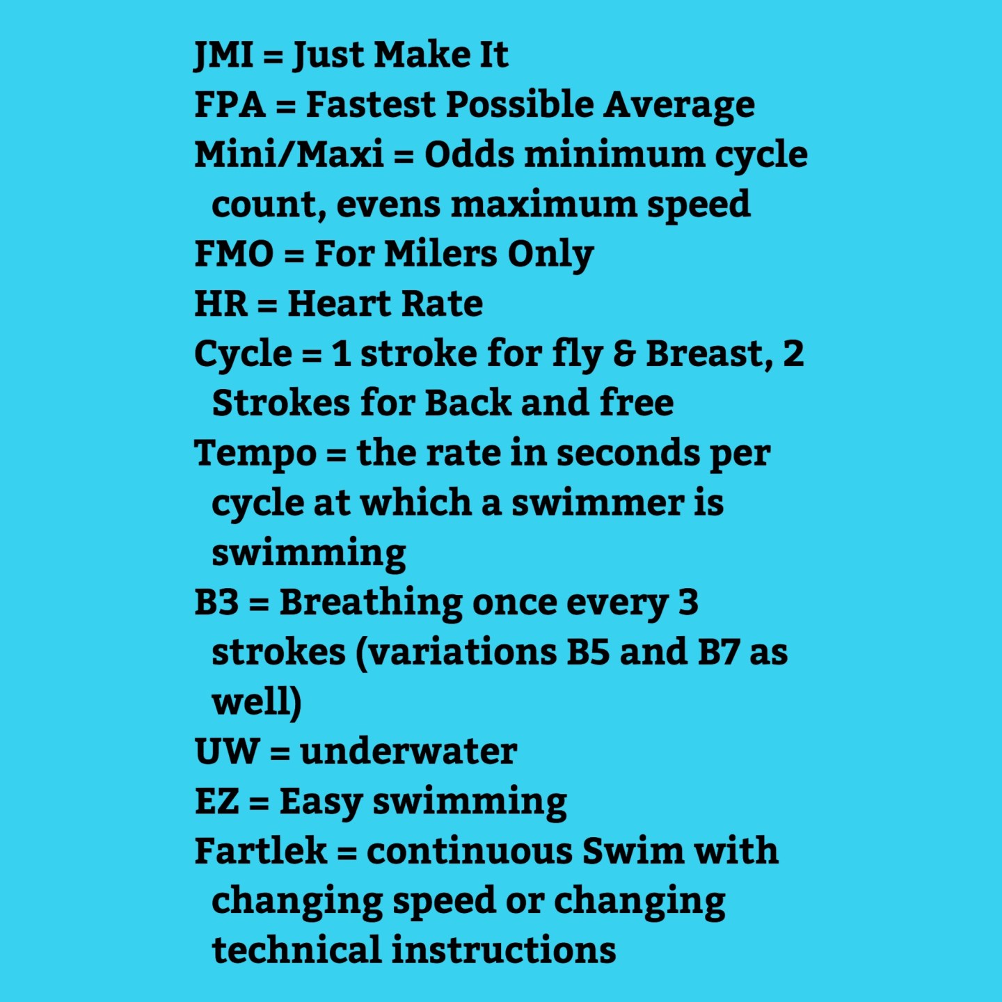 Glossary of Terms – The Swimming Wizard